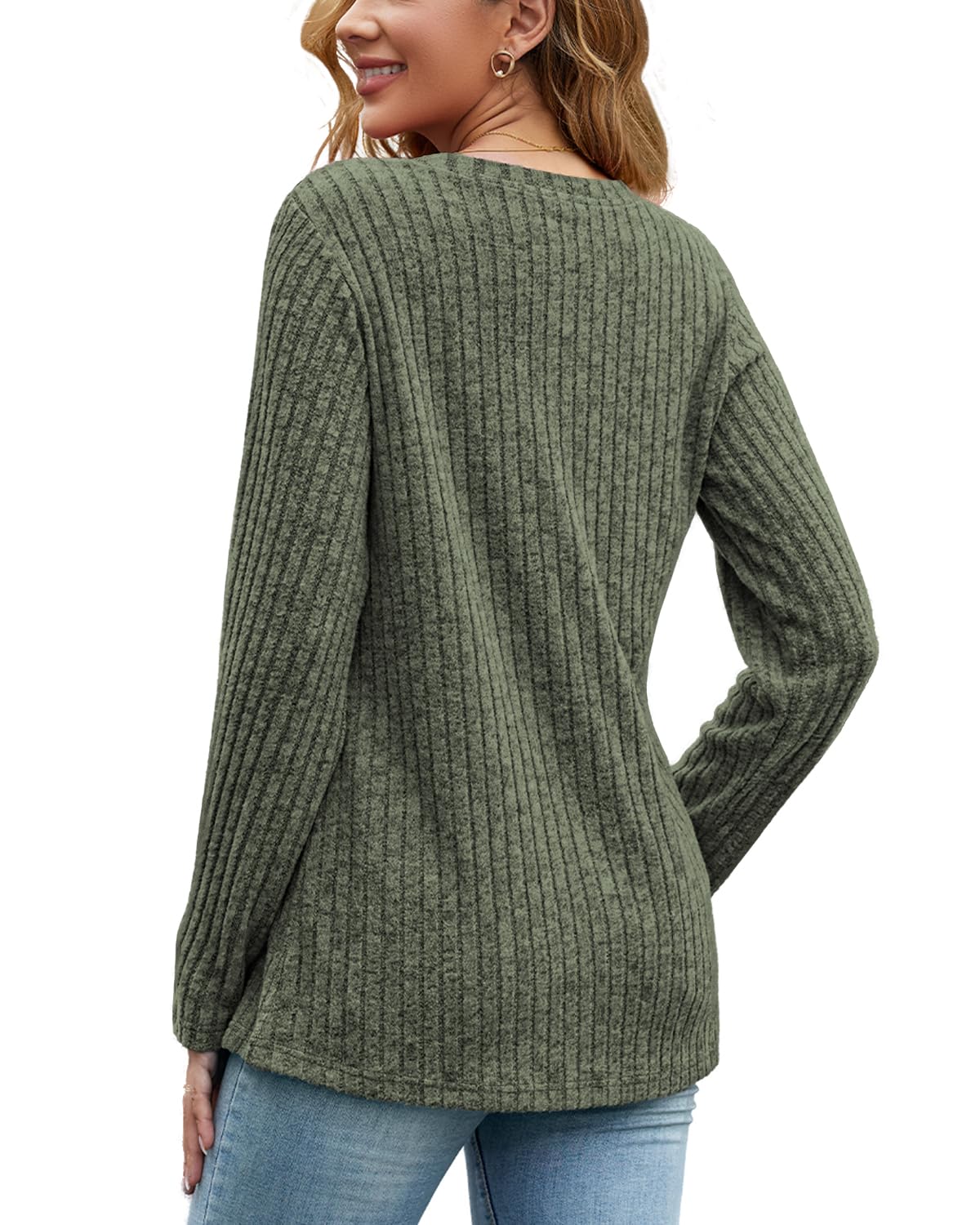 JomeDesign Womens Christmas Sweaters Long Sleeve V Neck Sweatshirt Loose Casual Tunic Tops