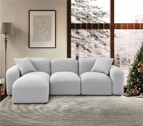Melpomene Minimalist Convertible Modular Sectional Sofa, Modern 94.5" DIY L Shaped Reversible Sherpa Fabric Sofa Couch for Living Room,Apartment,Office(Grey)