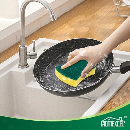 HOMEXCEL Scrub Sponges Kitchen 50 Count, Heavy Duty Dish Sponge for Cleaning, Dual Sided Powerful Scrubbing Sponge for Washing Dishes, Pots, Pans and Surfaces
