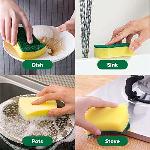 HOMEXCEL Scrub Sponges Kitchen 50 Count, Heavy Duty Dish Sponge for Cleaning, Dual Sided Powerful Scrubbing Sponge for Washing Dishes, Pots, Pans and Surfaces