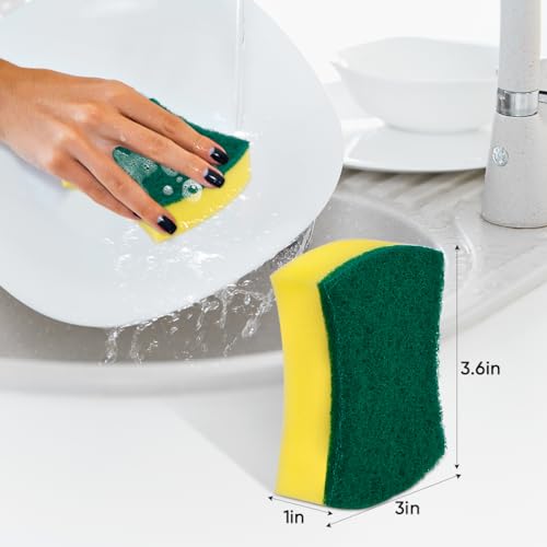 HOMEXCEL Scrub Sponges Kitchen 50 Count, Heavy Duty Dish Sponge for Cleaning, Dual Sided Powerful Scrubbing Sponge for Washing Dishes, Pots, Pans and Surfaces