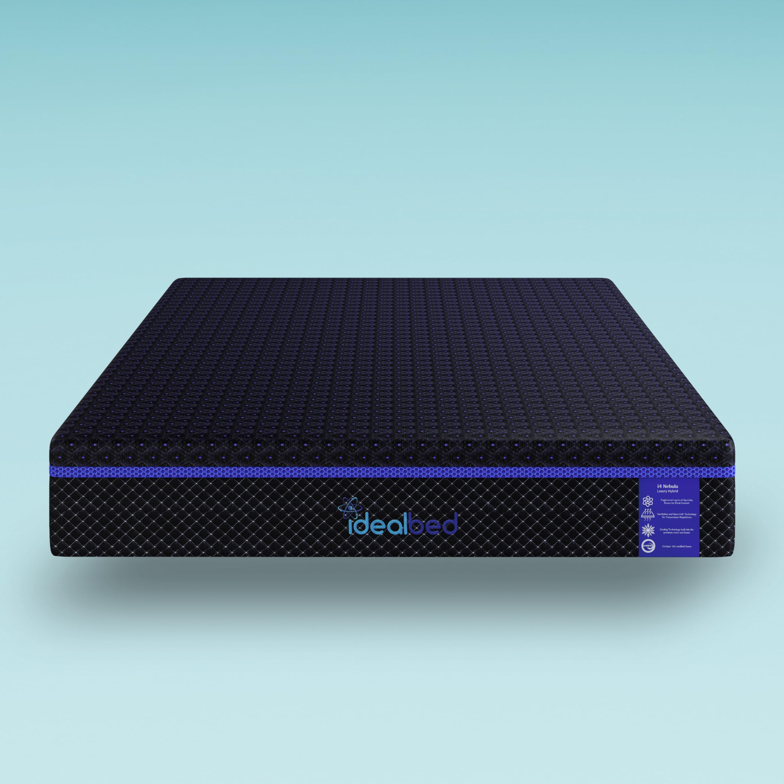 iDealBed S4 Nebula Luxury Hybrid Mattress, Back Aligning Support, Cooling Temperature Regulation Tech, Motion Isolation CustomComfort Coils (Medium Firm, Full)