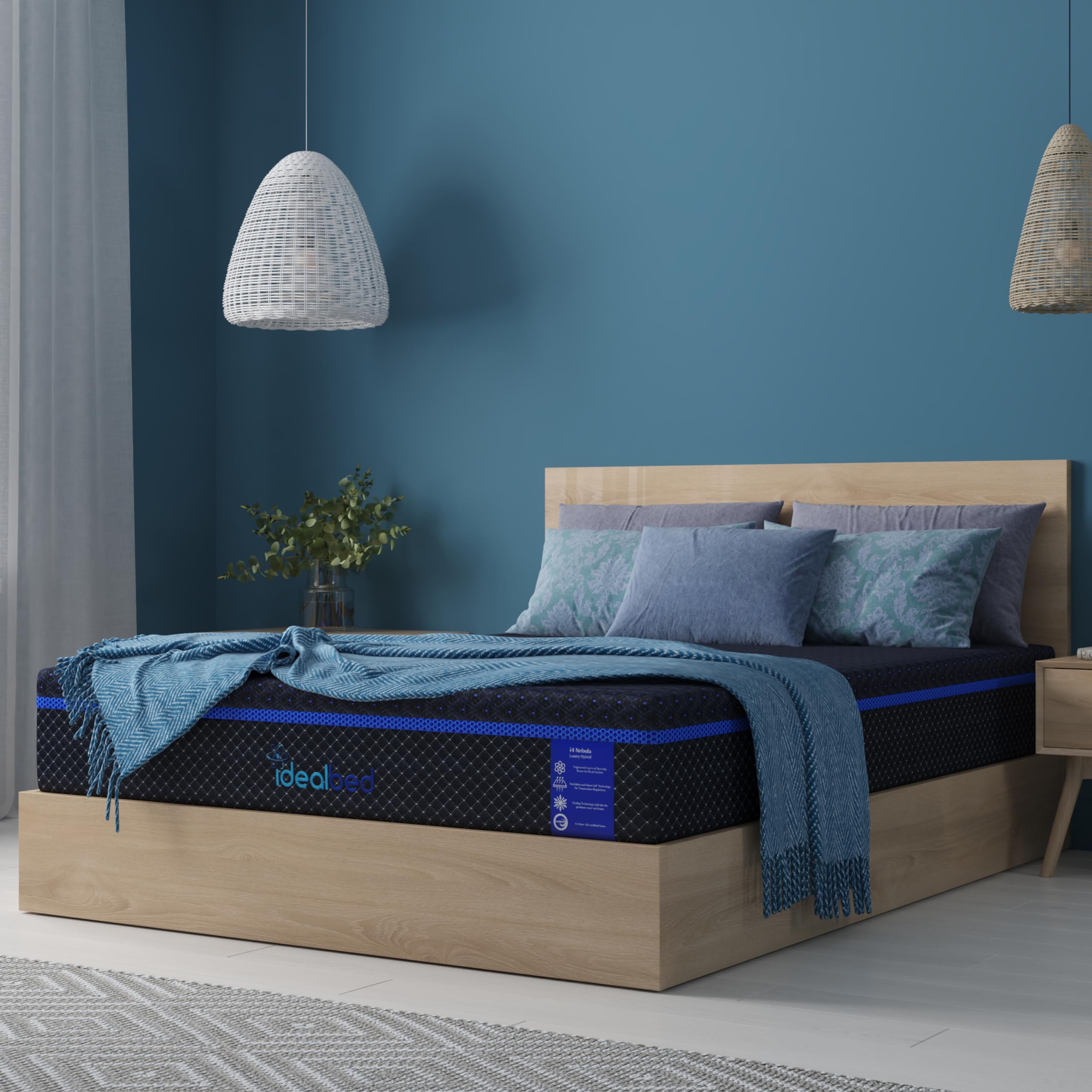iDealBed S4 Nebula Luxury Hybrid Mattress, Back Aligning Support, Cooling Temperature Regulation Tech, Motion Isolation CustomComfort Coils (Medium Firm, Full)