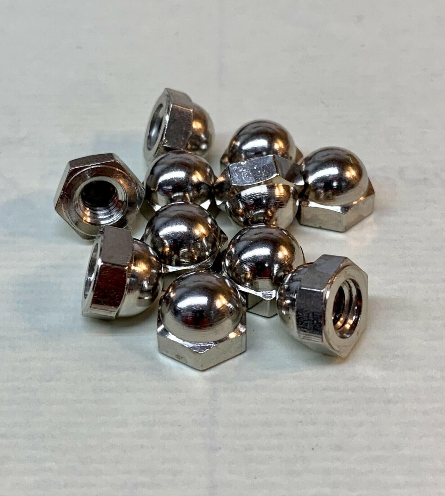 (25) 1/4"-20 Solid Brass Nickel Plated Cap Acorn Nuts Bright Chrome Color 7/16"