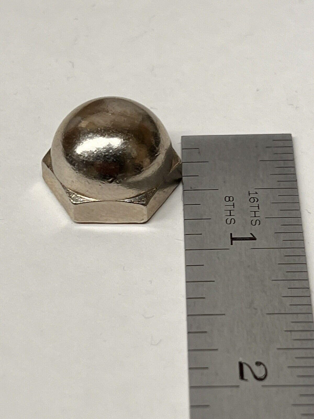 (4) 7/16-14 Acorn Cap Nut Brass Nickel Plated Rounded .437-14 7/16" Brass Nickel