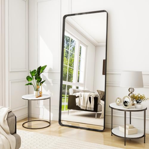 VooBang Full Length Mirror Deep Framed 30x71 Inch Floor Stand, Leaning or Dressing Modern Sleek and Chic Design Ideal for Bedroom, Closet, or Entryway Black