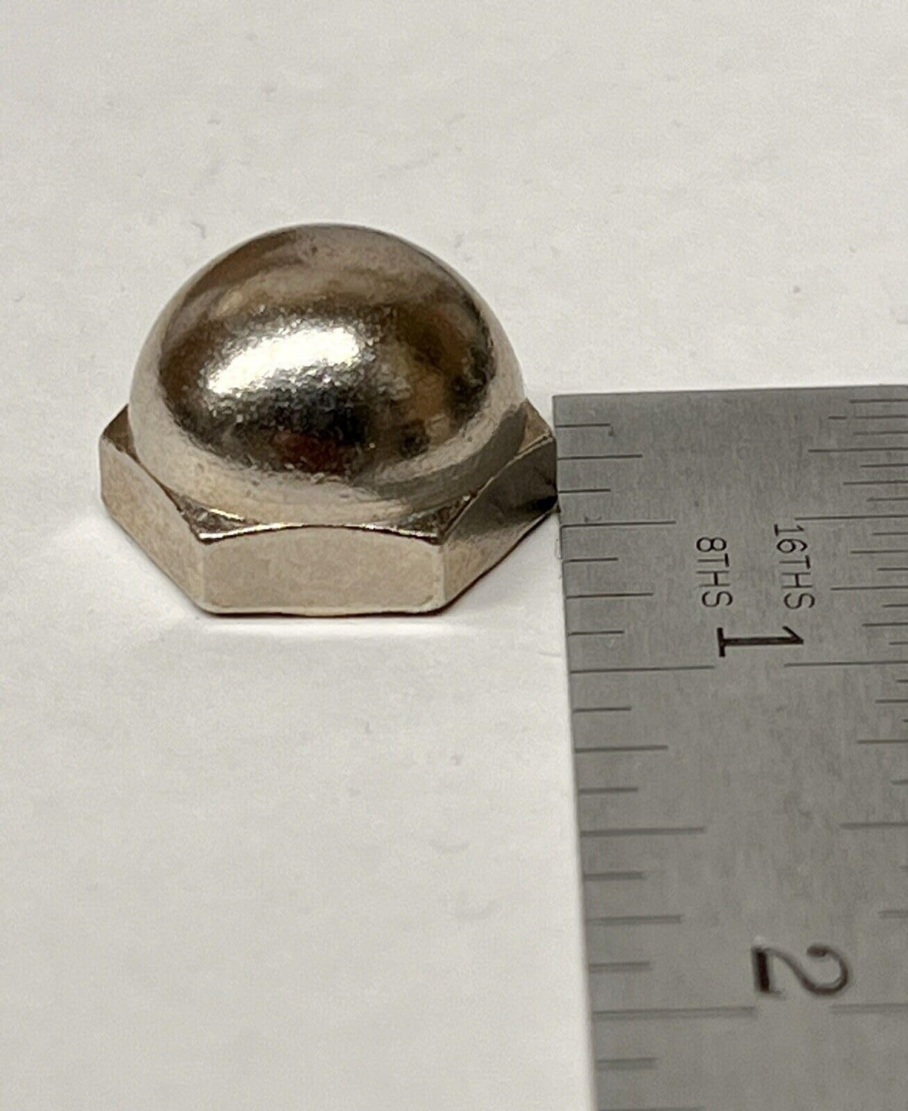 (4) 7/16-14 Acorn Cap Nut Brass Nickel Plated Rounded .437-14 7/16" Brass Nickel
