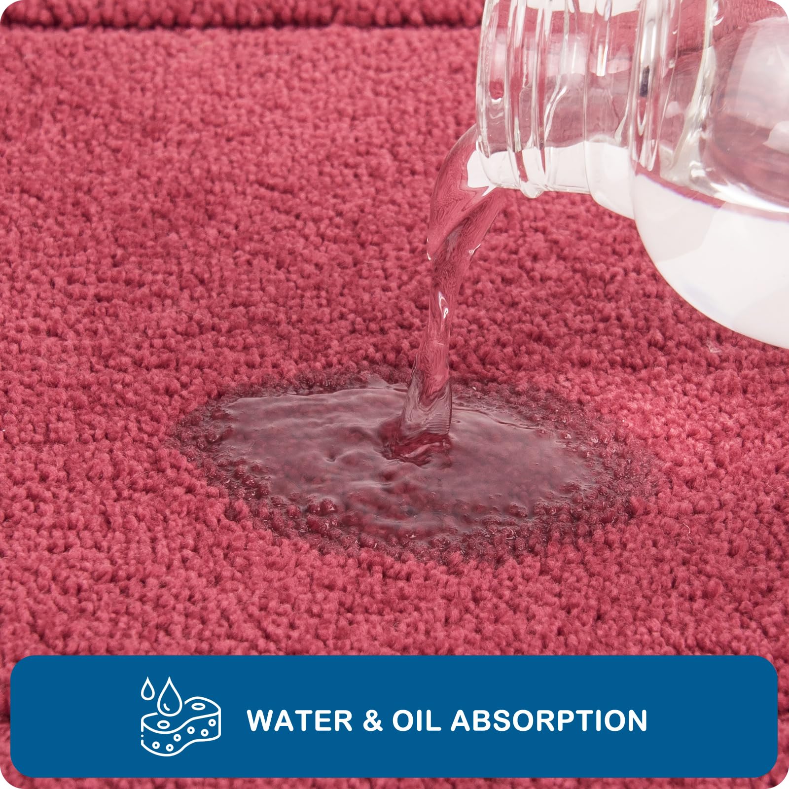 PURRUGS Machine Washable Kitchen Rug Set [2 PCS] (24" x 35.5"+ 24" x 59"), Non-Slip/Skid Kitchen Runner Rugs & Floor Mats, Super Absorbent Soft Standing Mats for Kitchen, Laundry & Sink, Burgundy Red