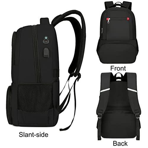 AQZPTV Insulated Cooler Lunch Backpack Leakproof Lightweight Soft Anti-theft USB Port Headphone Plug School Travel Work Bag for Men Women (Black)