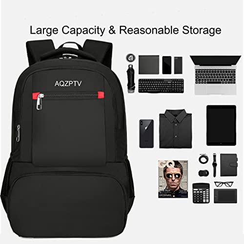 AQZPTV Insulated Cooler Lunch Backpack Leakproof Lightweight Soft Anti-theft USB Port Headphone Plug School Travel Work Bag for Men Women (Black)
