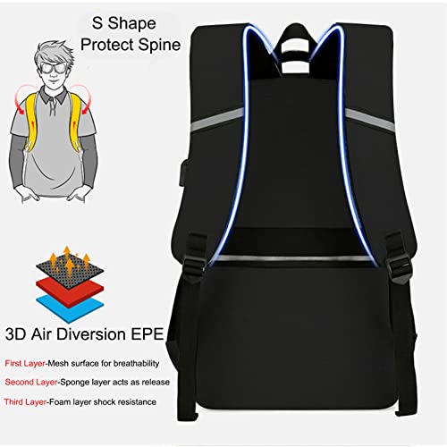 AQZPTV Insulated Cooler Lunch Backpack Leakproof Lightweight Soft Anti-theft USB Port Headphone Plug School Travel Work Bag for Men Women (Black)
