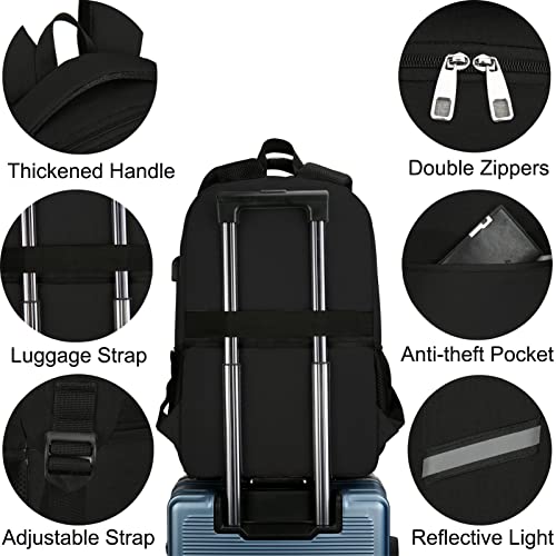 AQZPTV Insulated Cooler Lunch Backpack Leakproof Lightweight Soft Anti-theft USB Port Headphone Plug School Travel Work Bag for Men Women (Black)