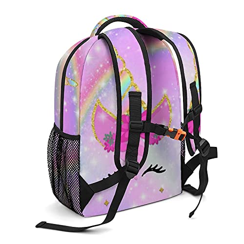 Custom Kid's Backpack, Pink Unicorn Rainbow Personalized Backpack Add Your Name, Customization Backpack for Boys Girls Student