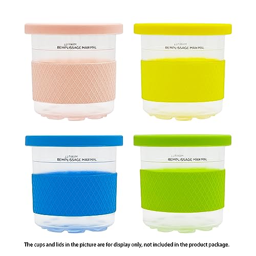 CXQ Replacement Silicone Sleeves, Compatible with Container of Ninja Creami Ice Cream Maker, Model: NC301, NC300, NC299AMZ Series. (Pink/Yellow/Blue/Green)