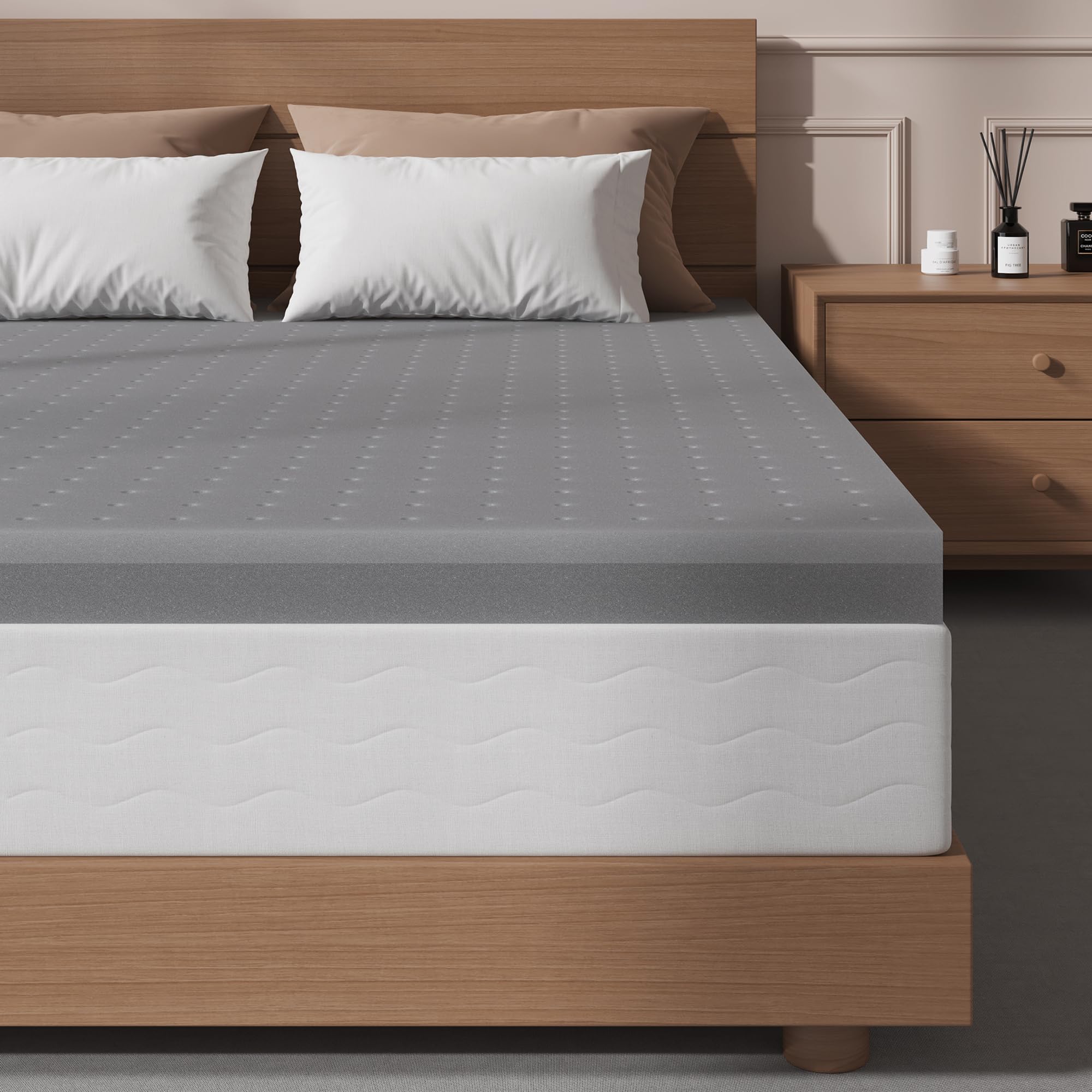 Sleepmax Extra Firm Mattress Topper Queen Size 4 Inch - Firm Memory Foam Mattress Topper for Pain Relief - Ventilated High Density Foam Bed Topper - No Odor, CertiPUR-US Certified
