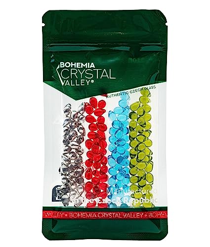 Teardrop Glass Beads for Jewelry Making Set - 120+ Bead Kit of 6x9mm Pendant Drop Beads in 4 Bright Distinct Colors: Blue, Red, Olive Green, Half Silver