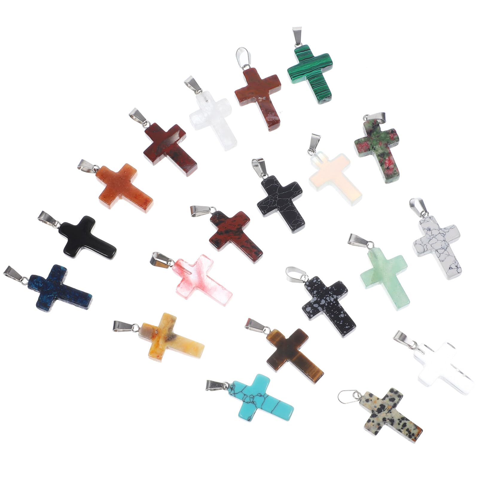 VILLCASE 20pcs Beads for Bracelets Jewels for Crafts Bracelet Kit Beads Bracelets Beads Natural Gemstone Beads Cross Pendant Gem Beads Cross Bead Charms Natural Stone Necklace Cross Beads