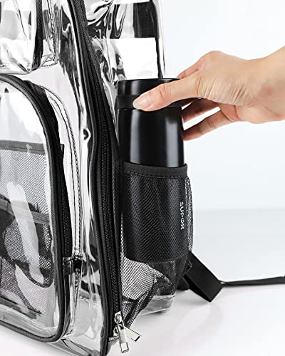 Teskyer Clear Backpack, Heavy Duty Clear Backpack for Boys and Girls, Kids Clear Backpack for School, Stadium Approved, Black