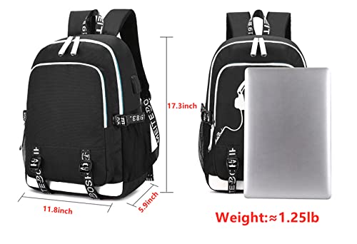 GENGX WesQi Teens Cristiano Ronaldo School Backpack with USB Charging Port-Durable Waterproof Bookbag Casual Daypack
