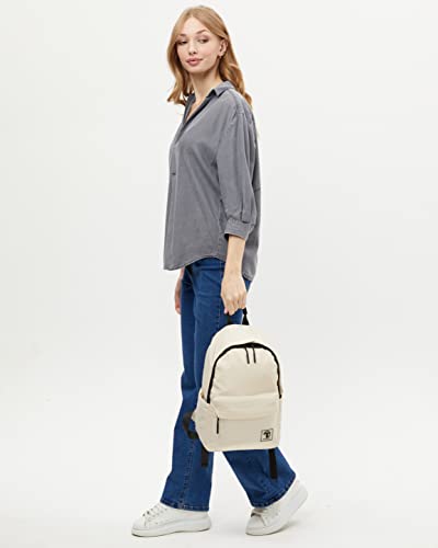 TALMONT Backpack for Women Small Waterproof Laptop Backpack for School and College Lightweight Women's bag Carry-on Flight approved womens Backpack Mochilas (Milk)