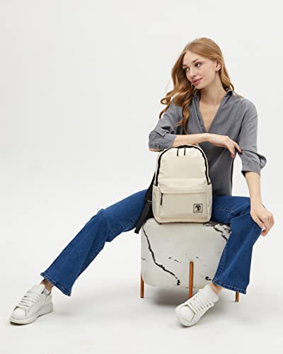TALMONT Backpack for Women Small Waterproof Laptop Backpack for School and College Lightweight Women's bag Carry-on Flight approved womens Backpack Mochilas (Milk)