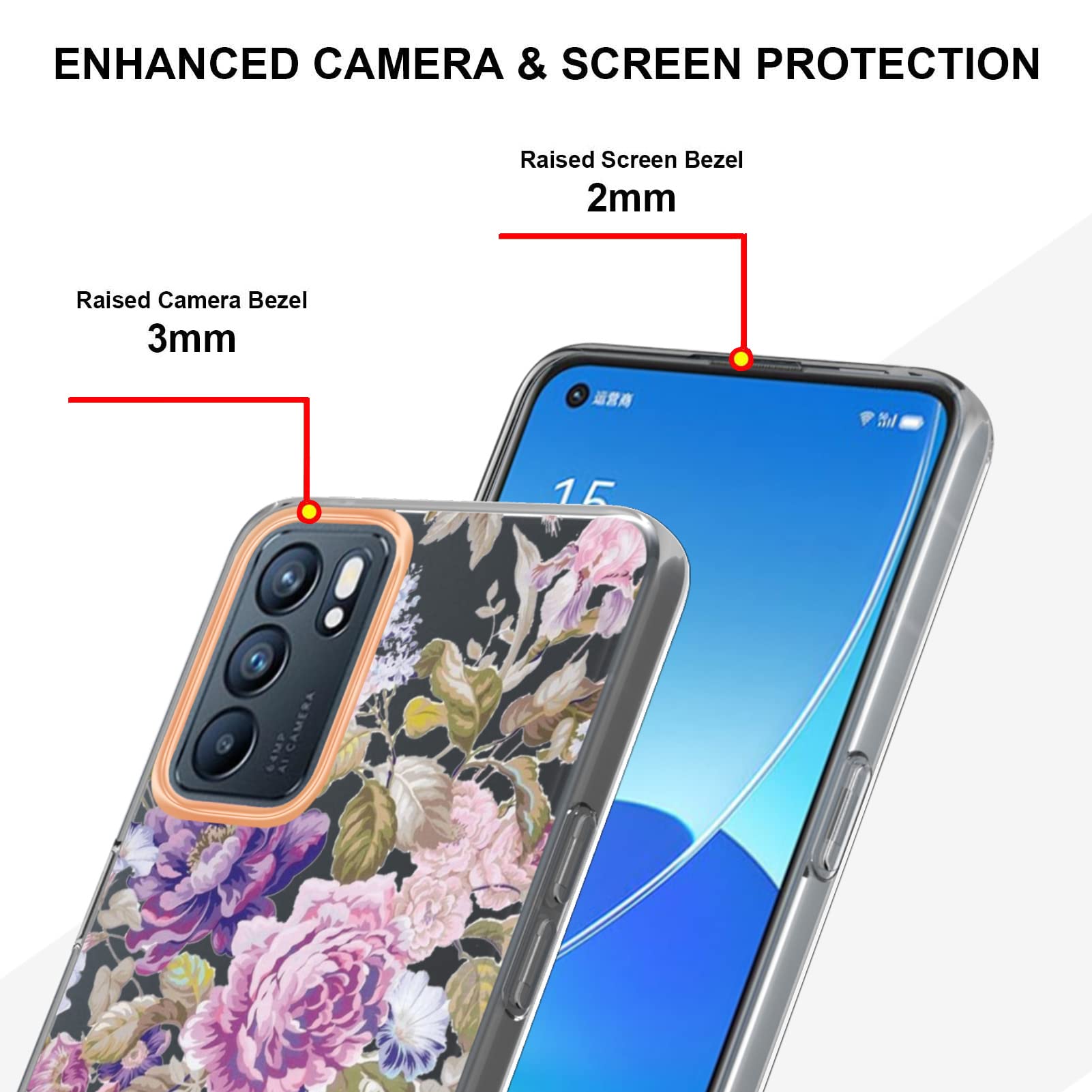 Compatible with Oppo Reno6 Pro 5G Case Cover,Compatible with Oppo Reno 6 Pro 5G for Mobile Phone TPU Case Cover ZMD