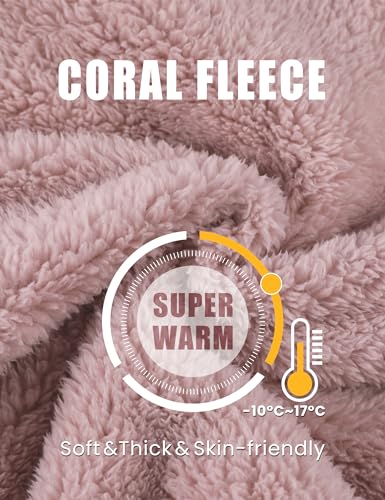 TAQCUX Womens Winter Pajamas Sets Soft Comfy Fleece Pullover Sherpa Pants Fuzzy 2 Piece Pjs Set Cute Warm Loungewear(Mauve-S)