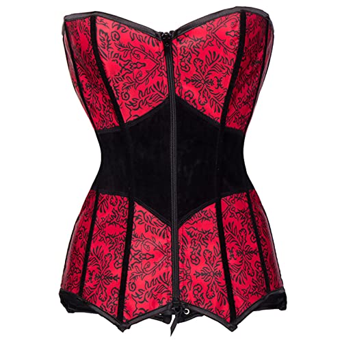 JDHUFEI Women's Faux Leather Bustier Corset Medieval Embroidered Corset Waist Bustier Steampunk Waist Cincher Costume