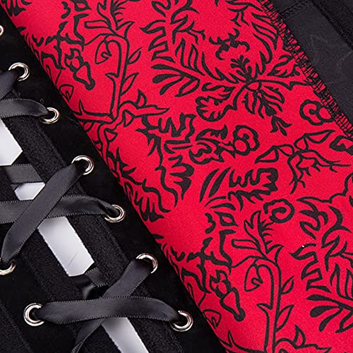 JDHUFEI Women's Faux Leather Bustier Corset Medieval Embroidered Corset Waist Bustier Steampunk Waist Cincher Costume