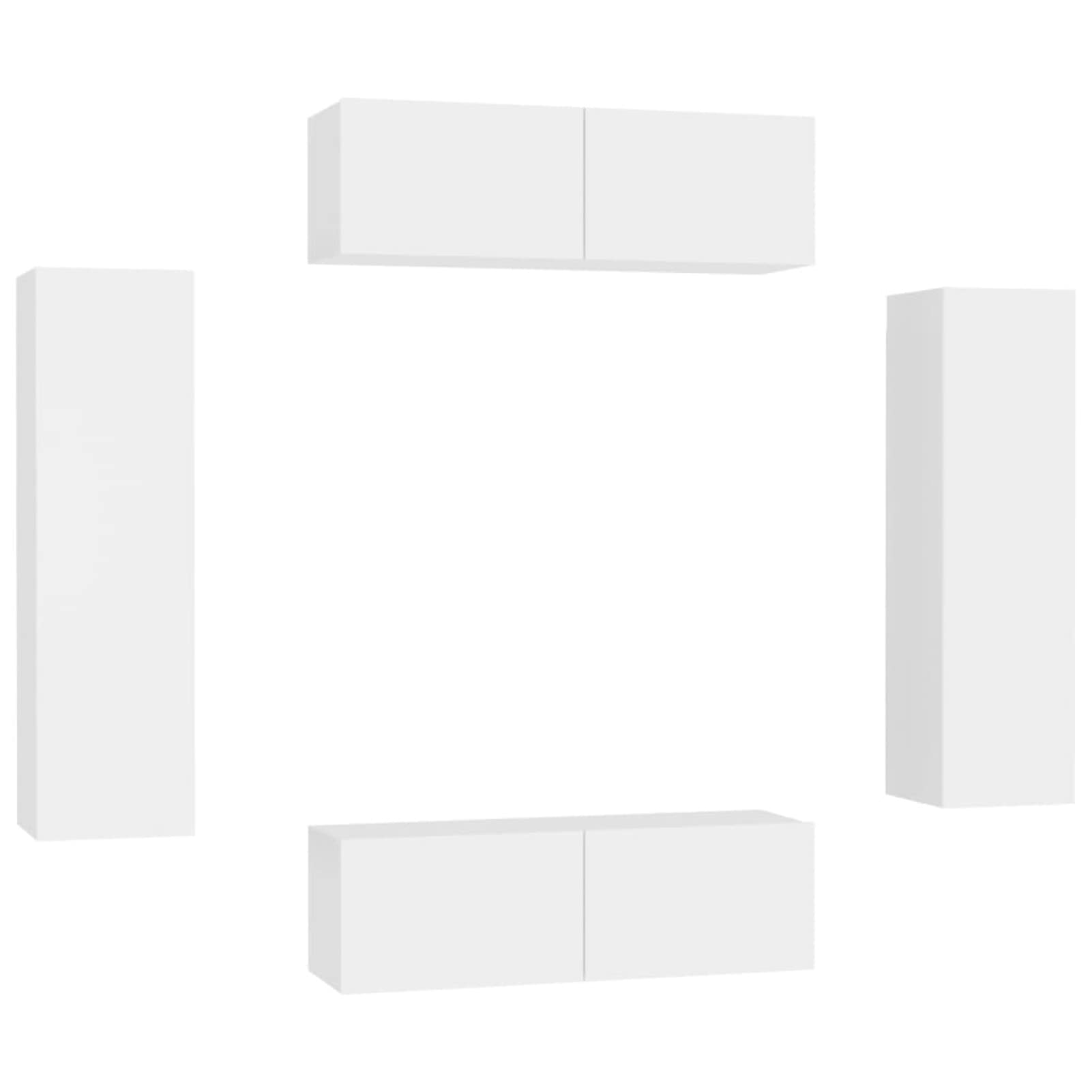 BULANED Fire Place Tv Stand,Home Stand White,Tv Wall Units for Living Room,4 Piece TV Cabinet Set White Engineered Wood