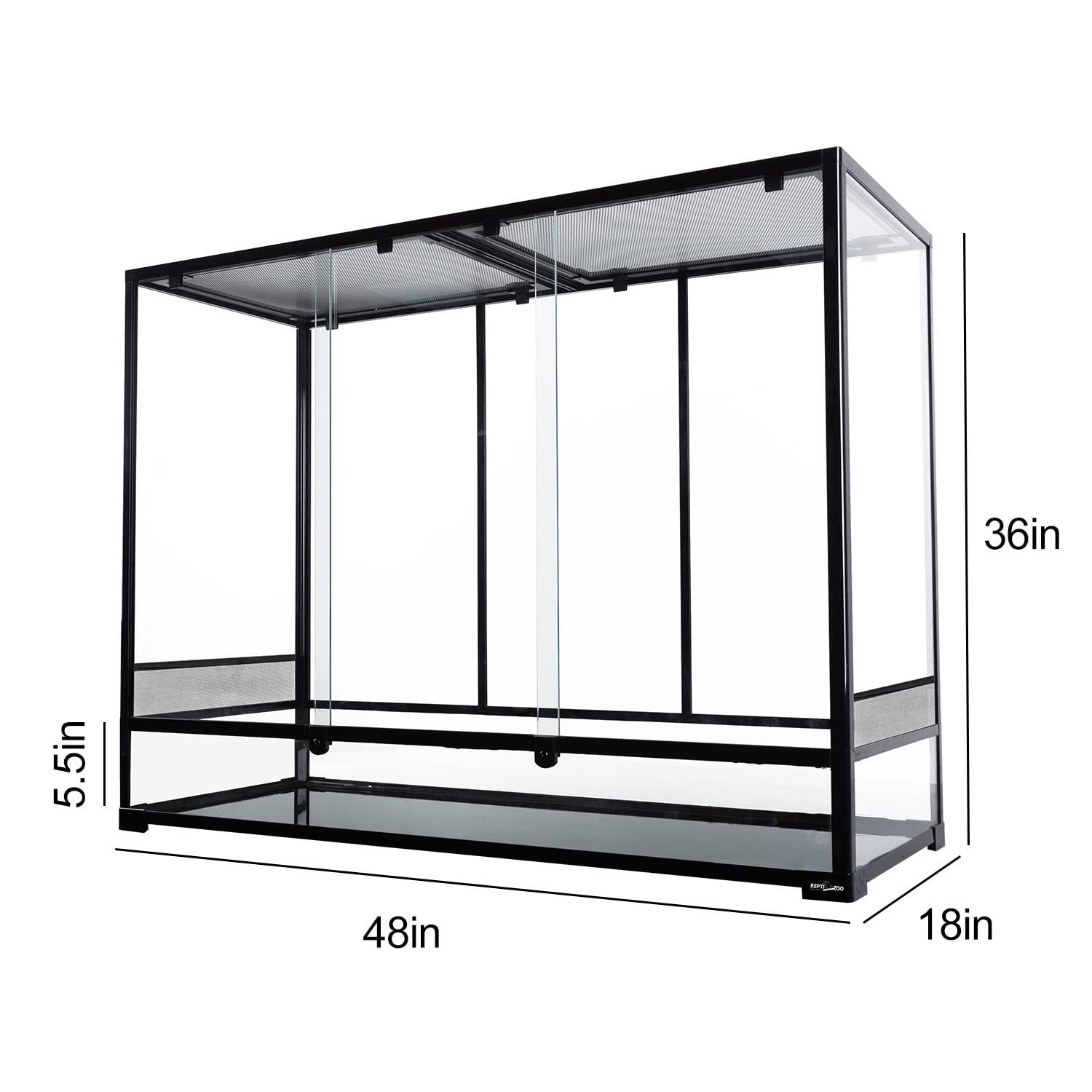 REPTI ZOO 135 Gallon Reptile Glass Terrarium, 48" x 18" x 36" Vertical Tempered Glass Rainforest Reptile Terrarium, 2 in 1 Use Knock-Down Paludarium Tank
