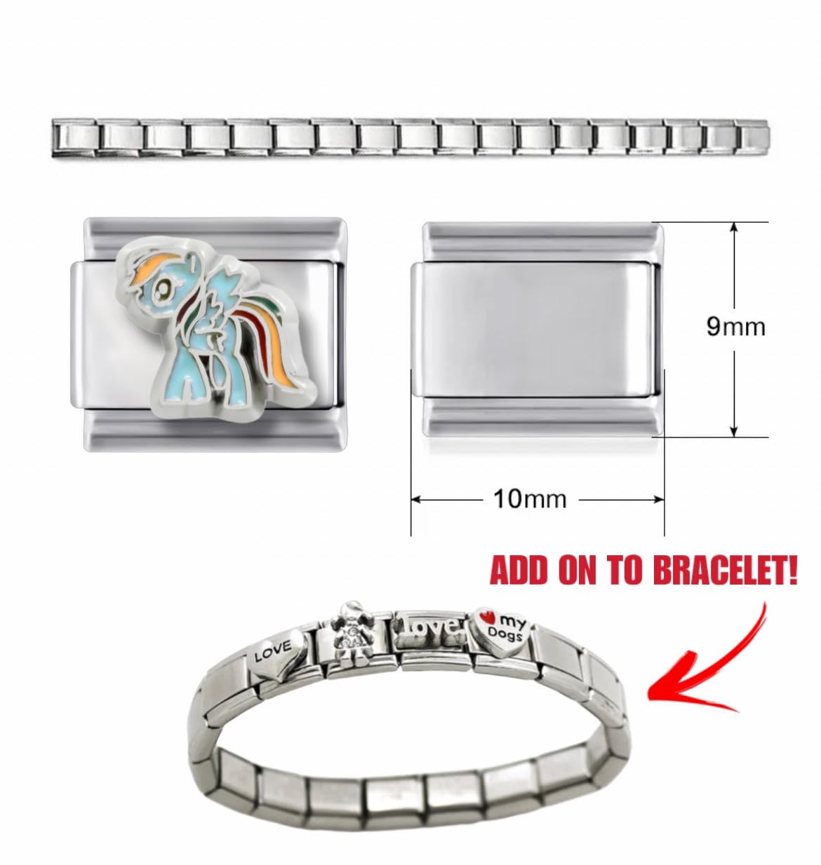 My Little Pony Fluttershy Charm - 9mm, Compatible with Italian Charm Bracelets, Stainless Steel