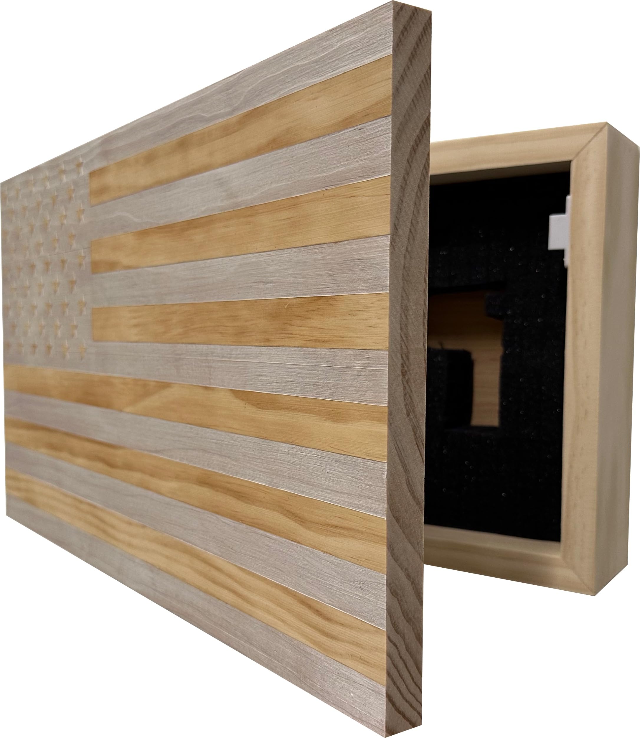 American Flag Concealed Gun Cabinet, Hidden Gun Storage American Flag (Whitewashed)