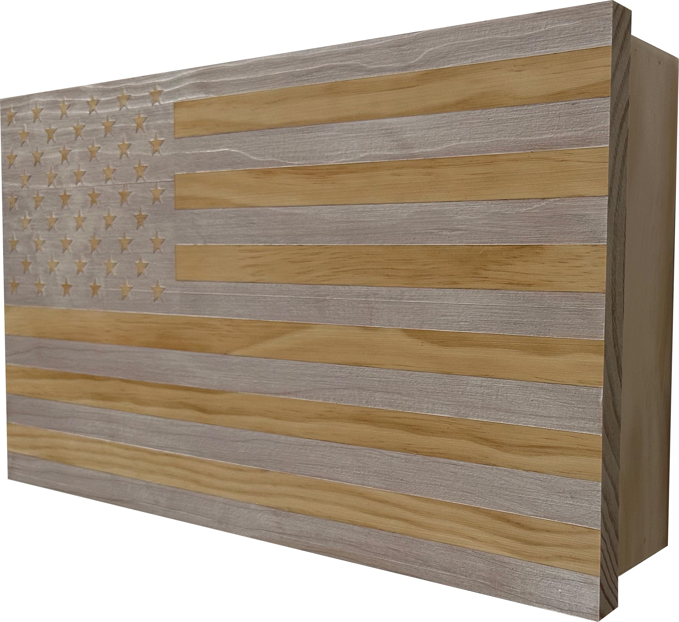 American Flag Concealed Gun Cabinet, Hidden Gun Storage American Flag (Whitewashed)