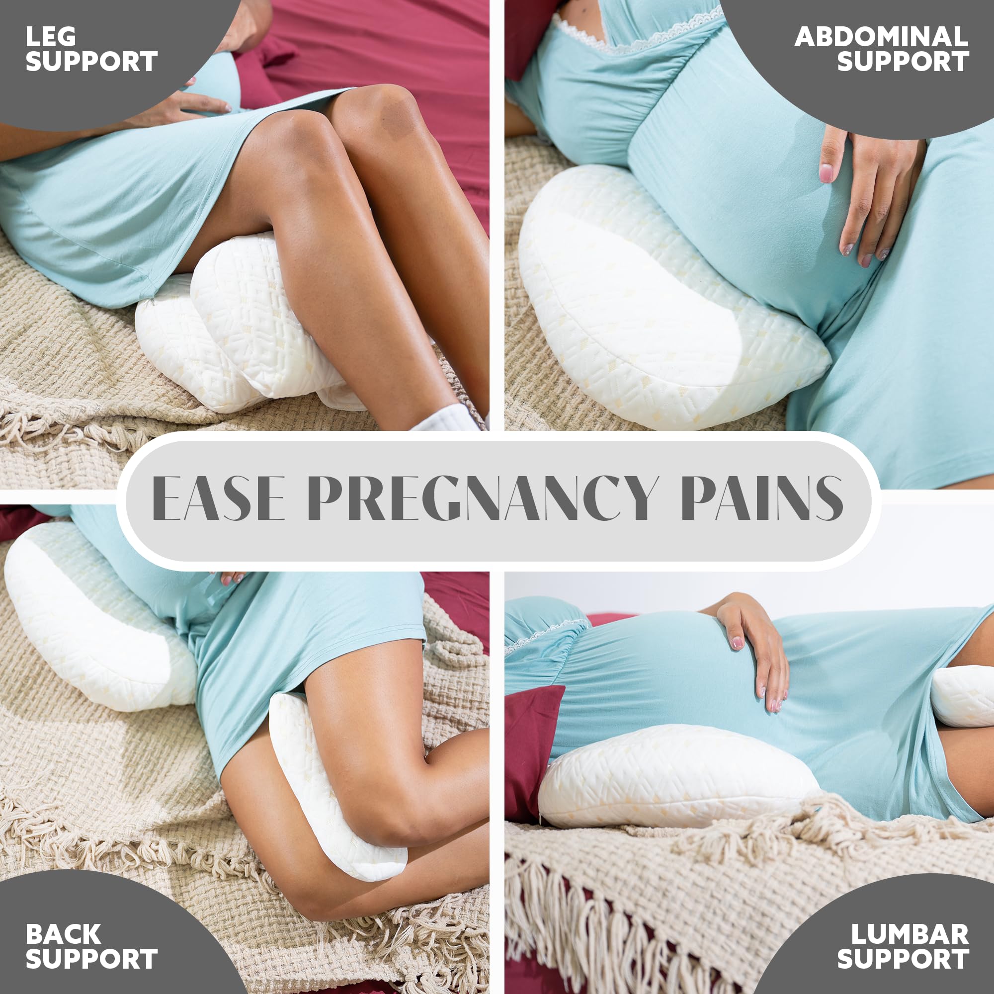 Dukanix Pregnancy Pillows for Sleeping, Pregnancy Body Pillow, Support for Belly, Back, Hip and Leg, Maternity Pillow with Adjustable Cooler Cover, Pregnancy Wedge Pillows Ideal for Pregnancy Travel,