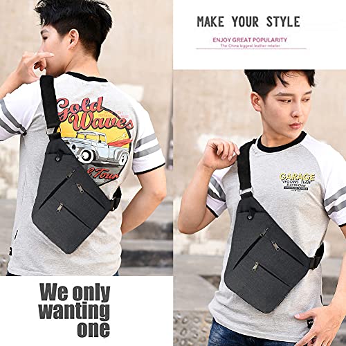 Strangefly Slim Sling Bag Anti-Theft Personal Pocket Bags Chest Side Body Backpack Compact Small Single Crossbody Shoulder Daypacks for Men Women (Black)