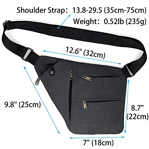 Strangefly Slim Sling Bag Anti-Theft Personal Pocket Bags Chest Side Body Backpack Compact Small Single Crossbody Shoulder Daypacks for Men Women (Black)