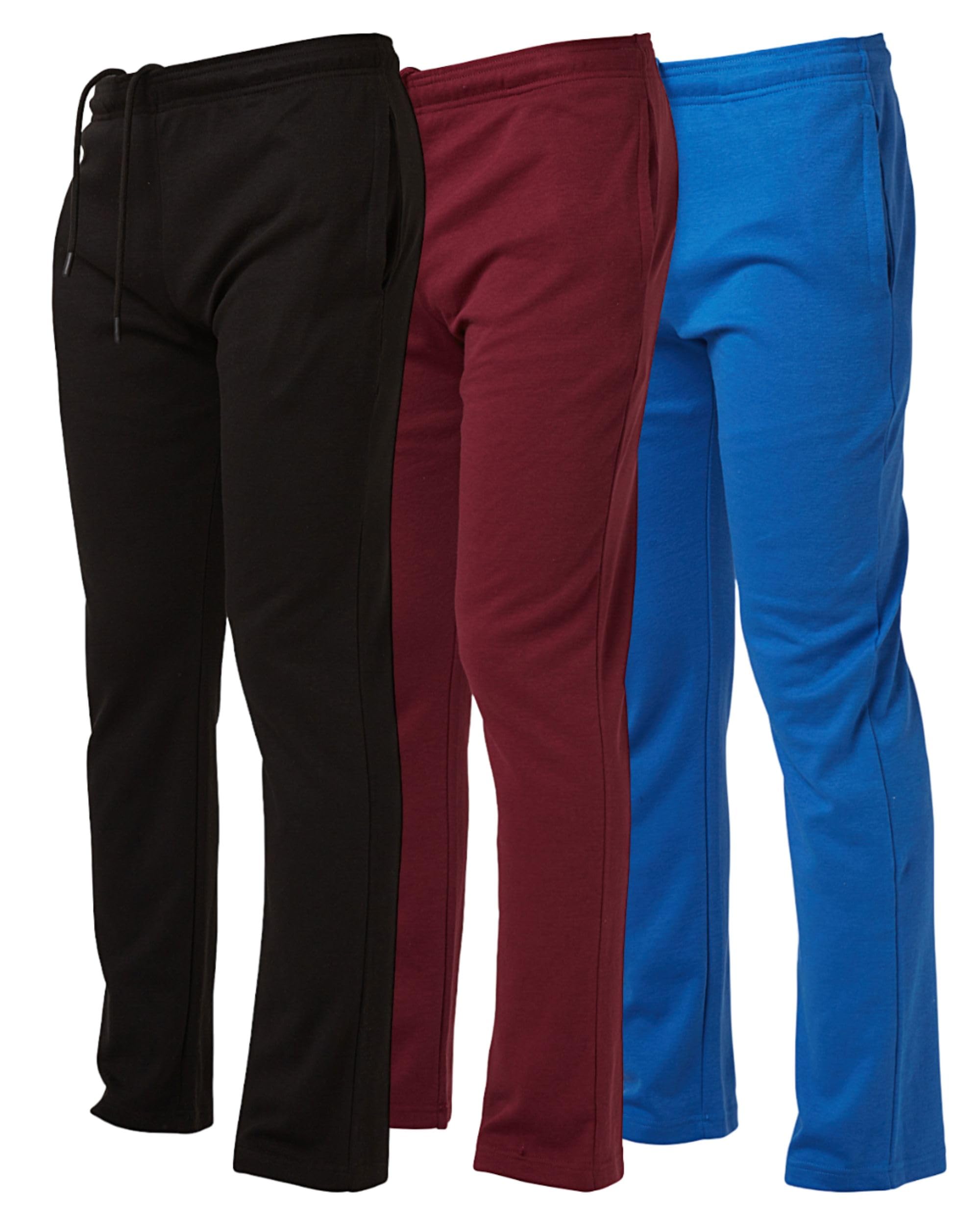 Ultra Performance 3 Pack Mens Sweatpants, Wide Leg Open Bottom Lounge Sweat Pants for Men