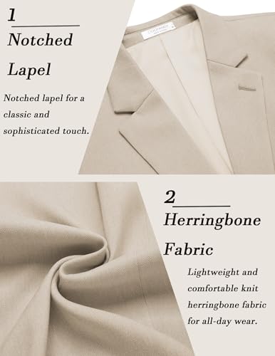 COOFANDY Men's Business Suit Jacket Stretch Knit Sport Coats Blazer Regular Fit Light Khaki