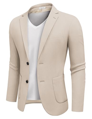 COOFANDY Men's Business Suit Jacket Stretch Knit Sport Coats Blazer Regular Fit Light Khaki