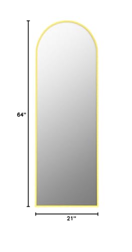 JAWGLOW Arched Full Length Mirror, 64" x 21" Free Standing Floor Mirror, Modern Full Body Mirror with Stand, Wall Mirror with Aluminum Alloy Frame for Bedroom,Living Room, Gold