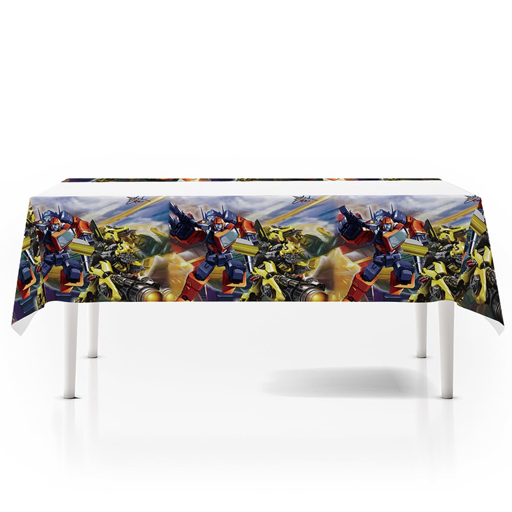 MZHICH Cartoon Robot Party Supplies Tablecloth Pack Plastic Table Covers for Kids Cartoon robotTheme Birthday Party Decorations 70x42.9 inch 2pcs