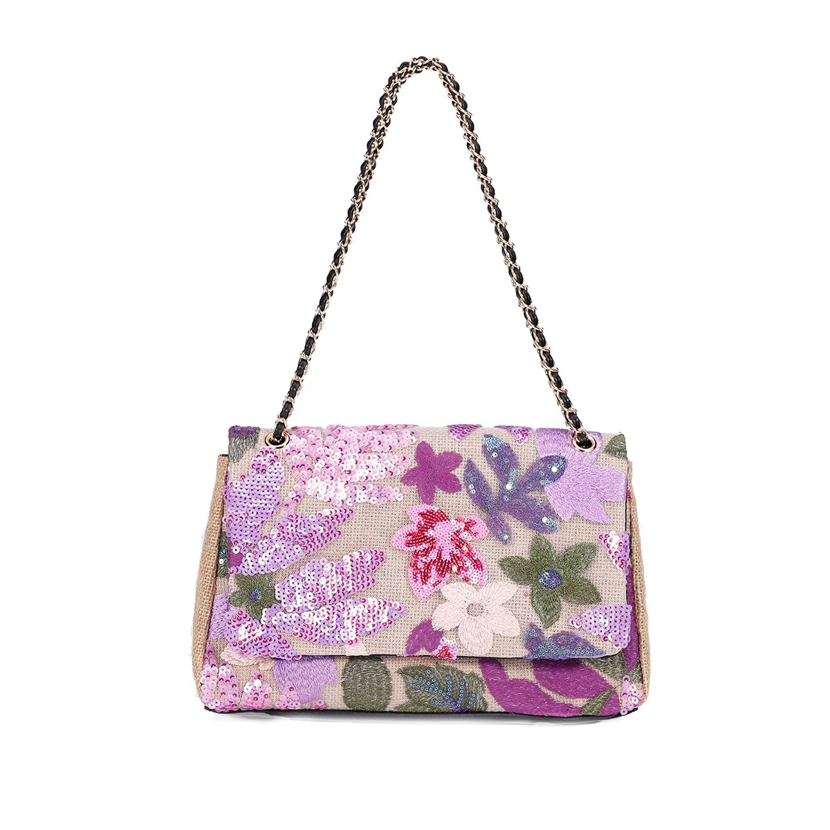 Wabilu Women Girls Summer Straw Bag Sequin Floral Embroidery Straw Clutch Purse Woven Shoulder Handbag For Beach Party Wedding With Random Flower Pattern
