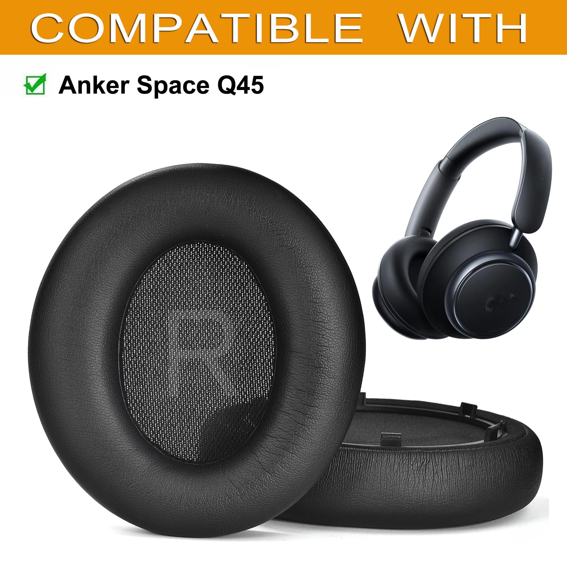 Q45 Earpads - defean Replacement Ear Pads Cover Cushions Compatible with Anker Space Q45 Adaptive Active Noise Cancelling Headphones (Black)