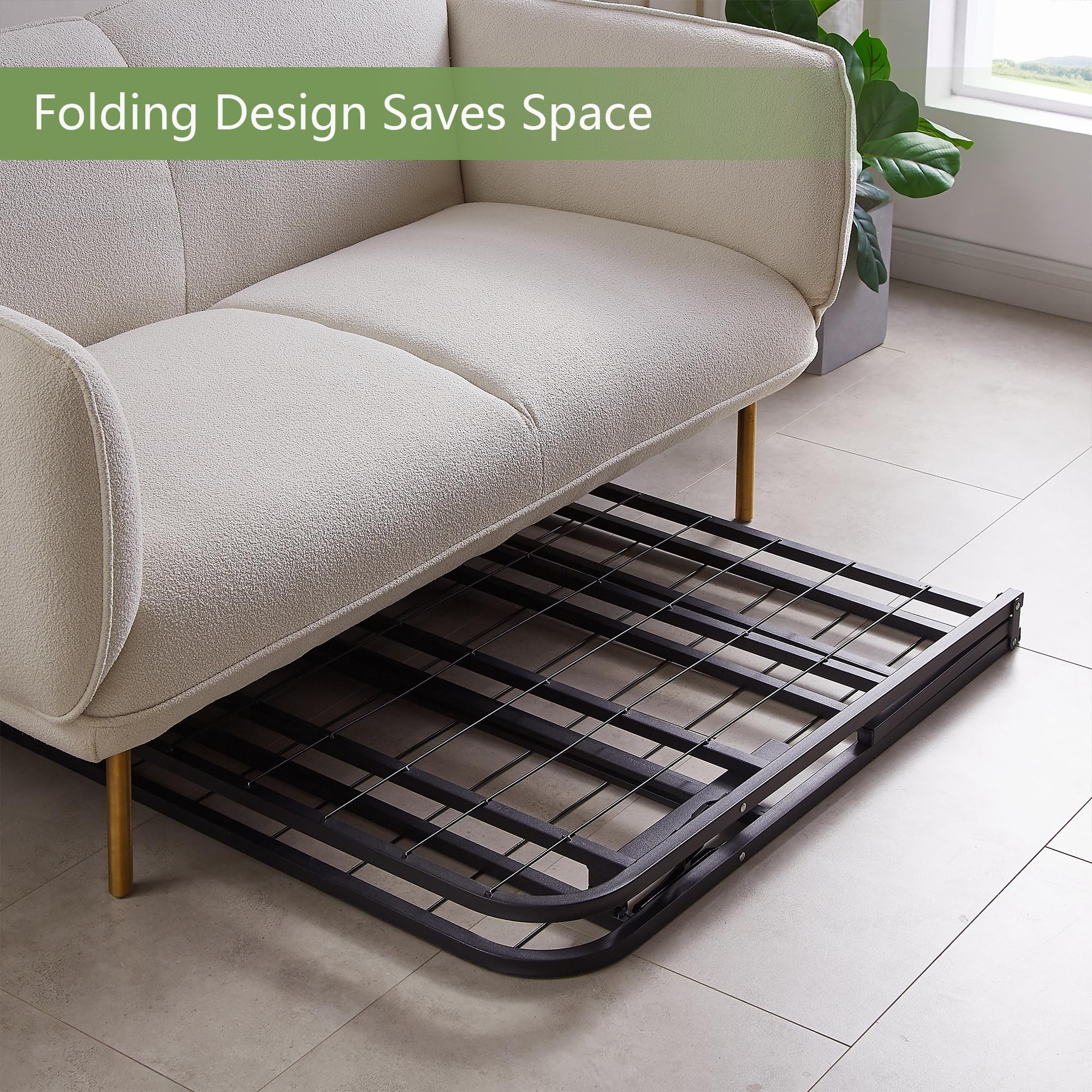 VECELO 14 Inch Foldable Metal Platform Bed Frame, Tool-Free Assembly/Box Spring Replacement/Quiet Noise Free-King, Black