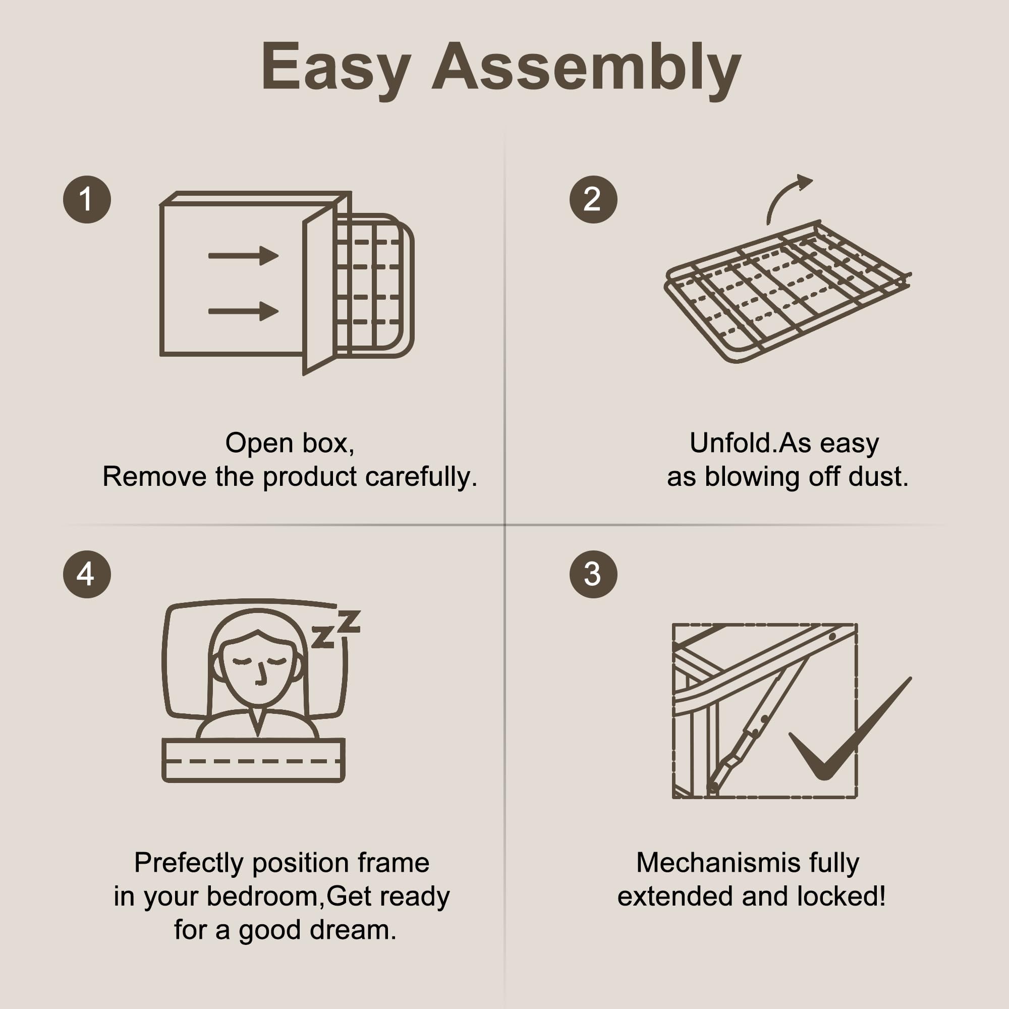 VECELO 14 Inch Foldable Metal Platform Bed Frame, Tool-Free Assembly/Box Spring Replacement/Quiet Noise Free-King, Black
