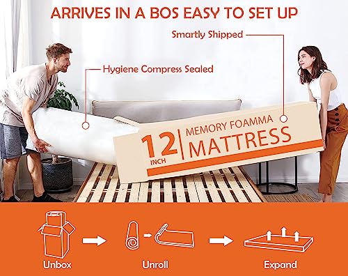 5/6/8/10/12 inch Full Size Mattress with Cover, Green Tea Cooling Gel Memory Foam Mattress for a Cool Sleep & Pressure Relief, Medium Firm Base Foam Mattresses, Bed in a Box, CertiPUR-US Certified