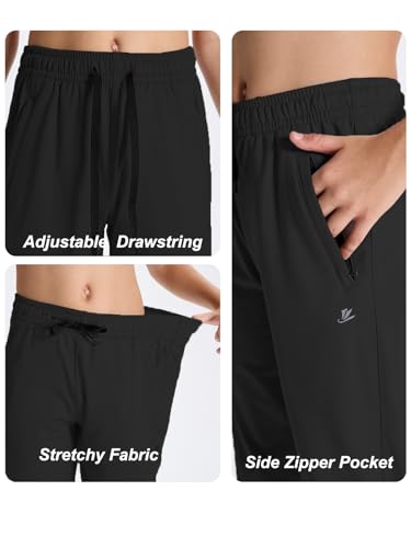 DEVOROPA Boys Sweatpants Fleece Lined Open Bottom Water Resistant Youth Athletic Joggers Thermal Pants Zipper Pockets Black L