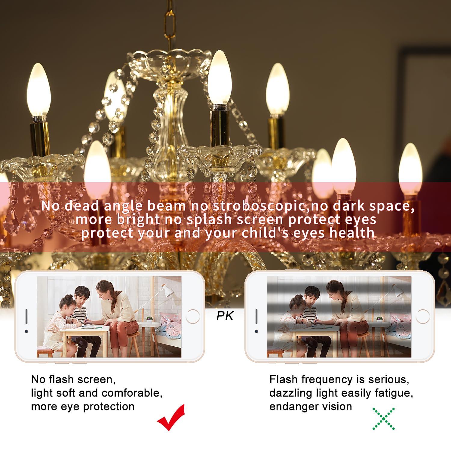 OMAYKEY 6W Dimmable LED Candelabra Bulbs 60W Equivalent 600 Lumens, 3000K Soft White E12 Candelabra Base, Vintage Edison Style B11 / C35 Milky White Glass LED Filament Chandelier Light Bulb, 10 Pack