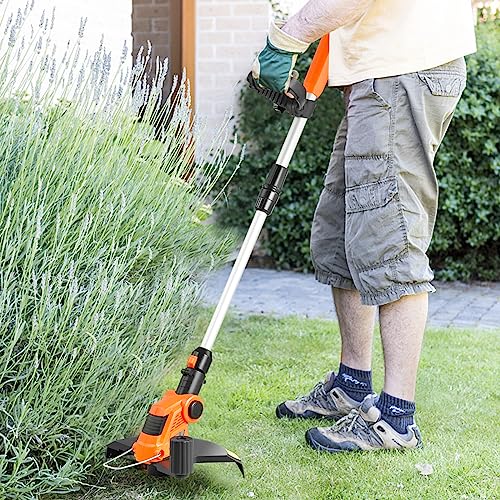 VEVOR Cordless String Trimmer, 12" 20 V Battery Powered Weed Eater with Auto Feed, 3 Spools, Battery and Charger Included, Cordless Weed Wacker for Trimming and Edging, for Lawns, Orchards, Driveways